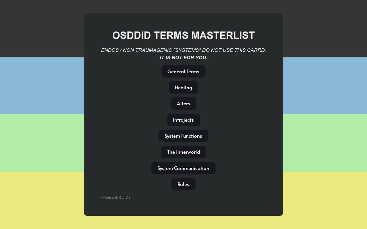OSDDID SYSTEM TERMS